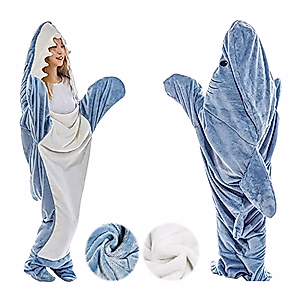 2023 New Shark Blanket Adult, Wearable Shark Blanket Super Soft Cozy Flannel Hoodie, Shark Blanket Hoodie Sleeping Bag (B-(M, 67inX27.5in))