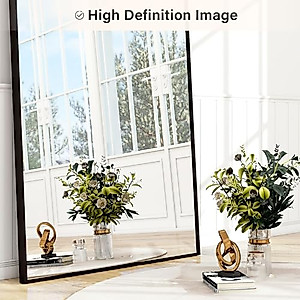 Extra Large 71"x30" Full Length Mirror - Standing, Hanging, or Leaning Rectangle for Wall or Floor - Wall-Mounted Full Body Dressing With Aluminum Alloy Frame for Living Room - Black