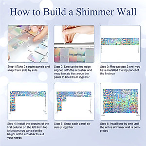 Ayfjovs 24 PCS Iridescent Silver Shimmer Wall Backdrop Sequin Shimmer Wall Panels Backdrop for Party Decoration Birthday Wedding & Engagement Anniversary Home Decor