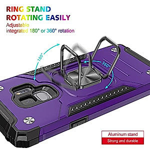 AYMECL for Galaxy S9 Case,Samsung S9 Case with 3D Curved HD Screen Protector[2 Pack],Military Grade Double Shockproof with Kickstand Protective Case for Samsung Galaxy S9-Purple