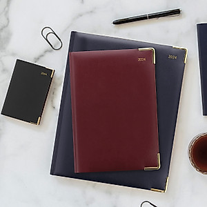 Letts of London Classic Weekly Planner, 12 Months, January to December, 2024, Gold Corners, Pocket Size, 4.25" x 2.75", Black (C32EBK-24)