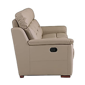 Blackjack Furniture Walker Leather Match Upholstered Reclining Living Room Sofa, Beige