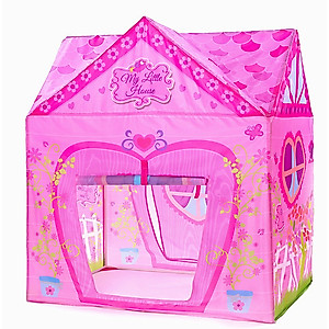 PLAY 10 Kids Tent, Princess Castle Pink Tent for Kids, Kids Playhouse Kids Play Tent, Kids Tent Indoor Playhouse for Kids Outdoor, 37 * 28 * 40inch,Big Enough for 2-3 Little Kids Play Together