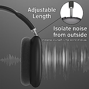 Peakfun Wireless Headphones Over-Ear Bluetooth Adjustable Headphones 42 Hours of Listening Time Volume Control, Fitting in Gaming/Running/Sports Headphones for iPhone/Android/Samsung - Space Gray