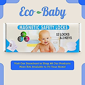 Eco-Baby Child Safety Magnetic Cabinet and Drawer Locks for Proofing Kitchen 12 Pack Child Latches
