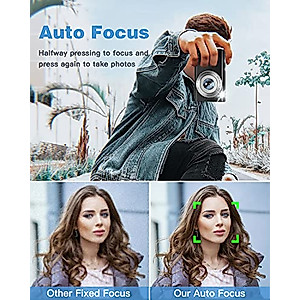 Digital Camera Auto Focus 2.7K 48MP Digital Point and Shoot Camera with 32GB Memory Card,16X Zoom, Time Lapse Vlogging Camera Digital Cameras for 8-15 Years Kids Teenagers Students Boys Girls