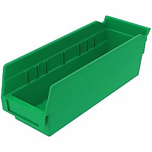 Shelving Inc. 11-5/8"d x 4-1/8"w x 4"h Nesting Shelf Bins, Green, 24 Count