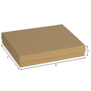 Cardboard Jewelry Boxes 10 Pack - 6"x5"x1" Bulk Cotton Filled Small Gift Boxes with Lids for Jewelry Packaging - Jewelry Gift Boxes for Shipping, Small Business, Accessories (Kraft)