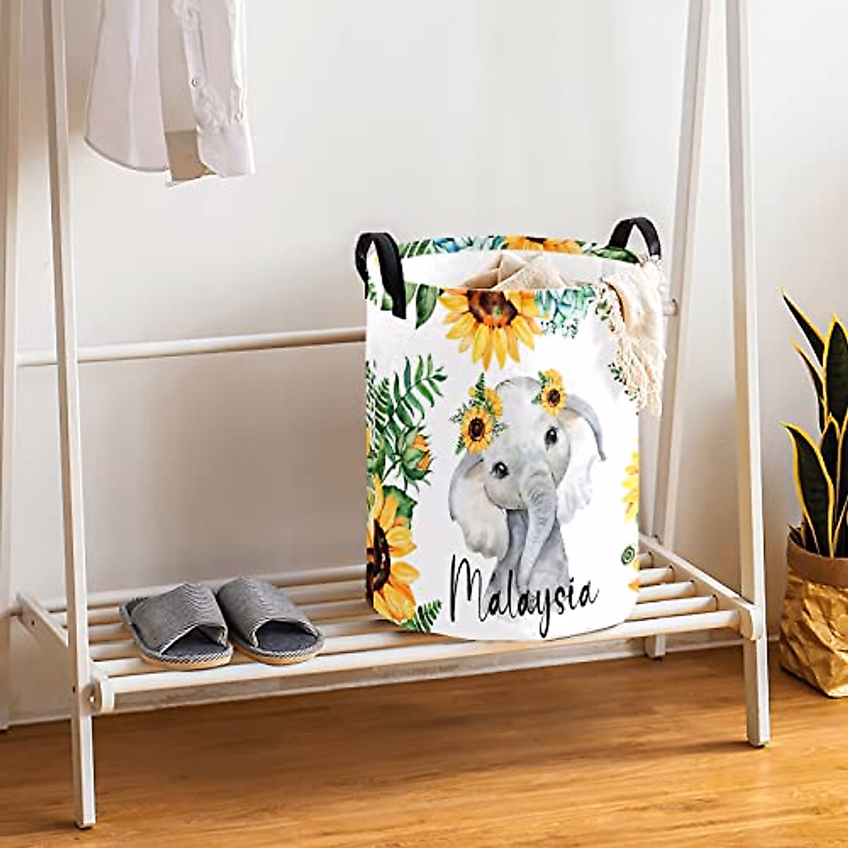 Personalized Laundry Basket with Name Custom Baby Hamper Collapsible Organizer Storage Bedroom Decor for Girls Adults Women (09)