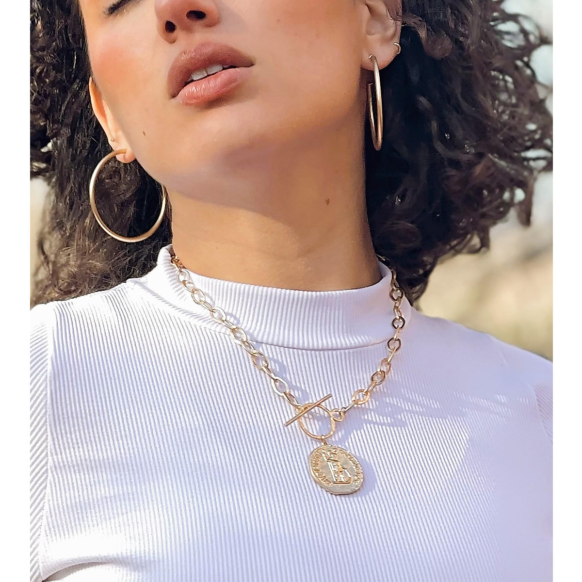 POMINA Classic Gold Hoop Earrings for Women Basic Trendy Tubular Open Round Matte Gold Silver Hoops, 2 Inches (Gold)