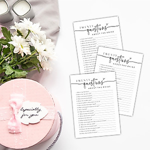 Minimalism Bridal Shower Game Cards, Twenty Questions About The Bride, Double-Sided Wedding Party Game Cards For 30 Guests, Engagement Party Activities, Newlyweds Party Decoration & Supplies - A05