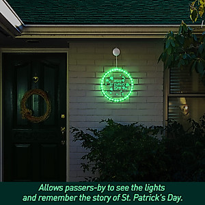 Enhon St. Patrick's Day Clover Window Light Decoration, Backdrop Decorative Saint Patrick Green Light for Windows Pathway Patio Bedroom Party Holiday Wall Decor (Word Style)