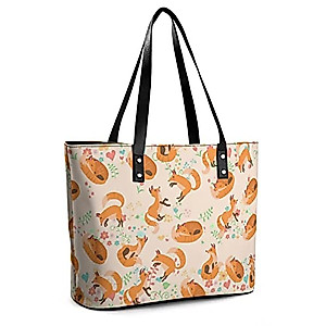 Womens Handbag Fox Leather Tote Bag Top Handle Satchel Bags For Lady