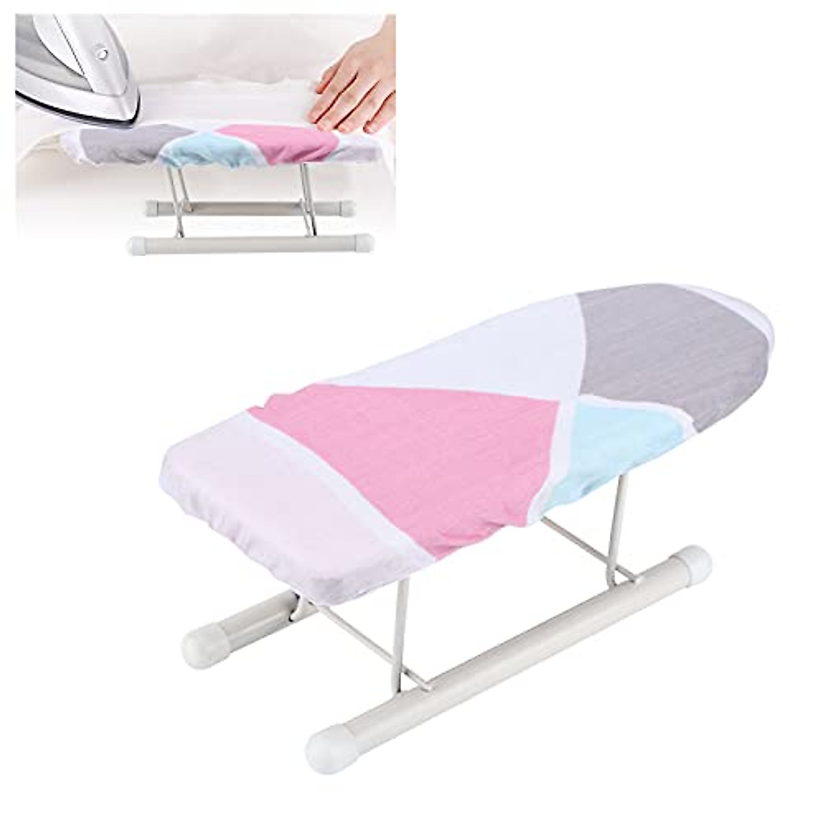 BORDSTRACT Tabletop Ironing Board, 10.2×4.3×3.5in Foldable Mini Ironing Board with Iron Rest Portable Folding Desktop Clothes Ironing Table for Home Travel Sleeve Cuffs Collars