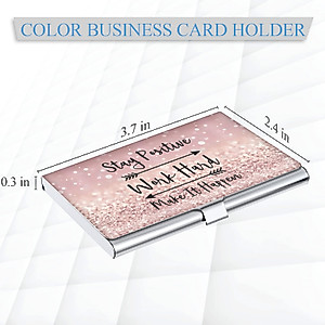 xiviers Business Card Holder，Color Printing Men's and Women's Business Card Case，Ultra-Thin Metal Business Card Organizer，Carry-on Pocket Wallet Business Card Holder,Pink Letters