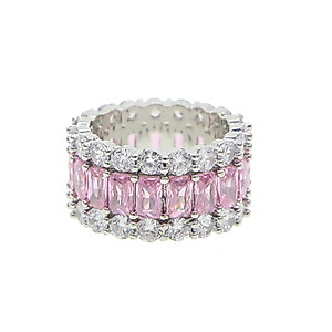 ATJMLADYJEWELRY US Size 6 7 8 Pink White Cubic Zirconia Cz Eternity Band Fashion Full Finger Ring For Women (8)