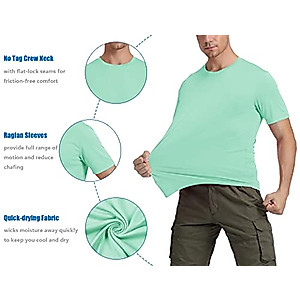 BIYLACLESEN Shirts for Men Sun Protection Shirts Short Sleeve UV Protection Shirts Dry Fit Athletic T-Shirts Quick Dry Lightweight Hiking Shirts Mint Green