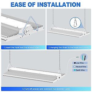 Linear High Bay Shop Light 3 Wattage Adjustable, UL DLC Listed, 3000K/4000K/5000K LED High Bay Light, 150LM/W, AC100-277V, Commercial Bay Lighting for Warehouse Shop Garage(400W/320W/240W)