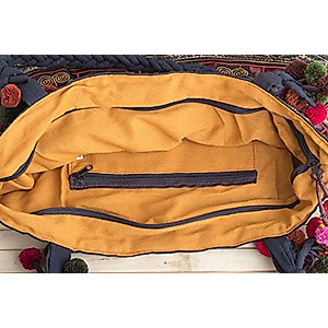 changnoi Hill Tribe Tote Bag Hmong Embroidered Fabric Large Size Thai Fair Trade (Diamond Mocha)