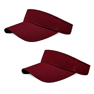 2 Pieces of Burgundy Sun Visor Hats Adjustable Sport Visors Cap Visors for Women and Men (One Size)