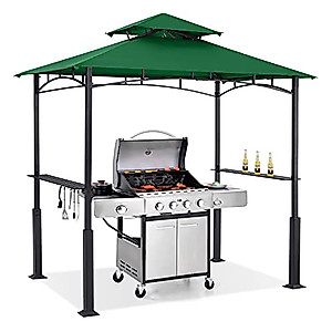 ABCCANOPY 8'x 5' Grill Gazebo Canopy - Outdoor BBQ Gazebo Shelter with LED Light, Patio Canopy Tent for Barbecue and Picnic (Forest Green)