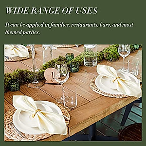 Stainless Steel Napkin Rings Metal Napkin Ring Holders Modern Ring Holder Serviette Buckles Metallic Adornment for Table Settings Kitchen Dinner Party Wedding (Matte Gold Semicircle, 10 Pcs)