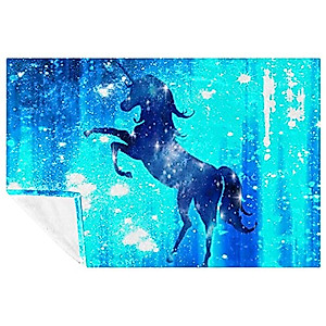 Nebula Galaxy Unicorn Prints Soft Warm Cozy Blanket Throw for Bed Couch Sofa Picnic Camping Beach, 150×100cm