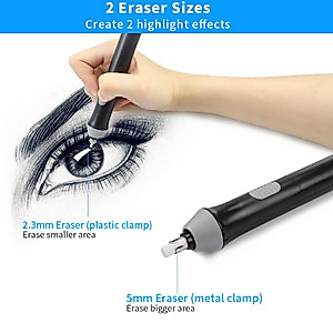 Electric Eraser, Couture Creations Creative Detailer Tool, AFMAT Electric Eraser Kit for Artists, 140 Refills, Battery Operated Pencil Eraser for Sketching Pencils/Drafting/Drawing/Graphite Pencils