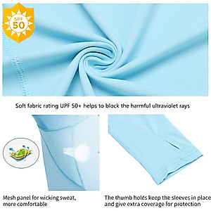 Zaclotre Kids UPF50+ Sun Shirt Girls Quick Dry Fit Sun Protection Clothing Athletic Hoodie with Thumbholes Blue