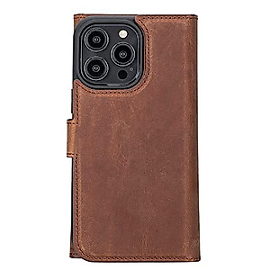 iPhone 14 Pro Leather Case, iPhone 14 Pro 6.1" Tri-fold Wallet, Magnetic Detachable iPhone 14 Pro Cover, Apple iPhone 14 Pro Card Holder