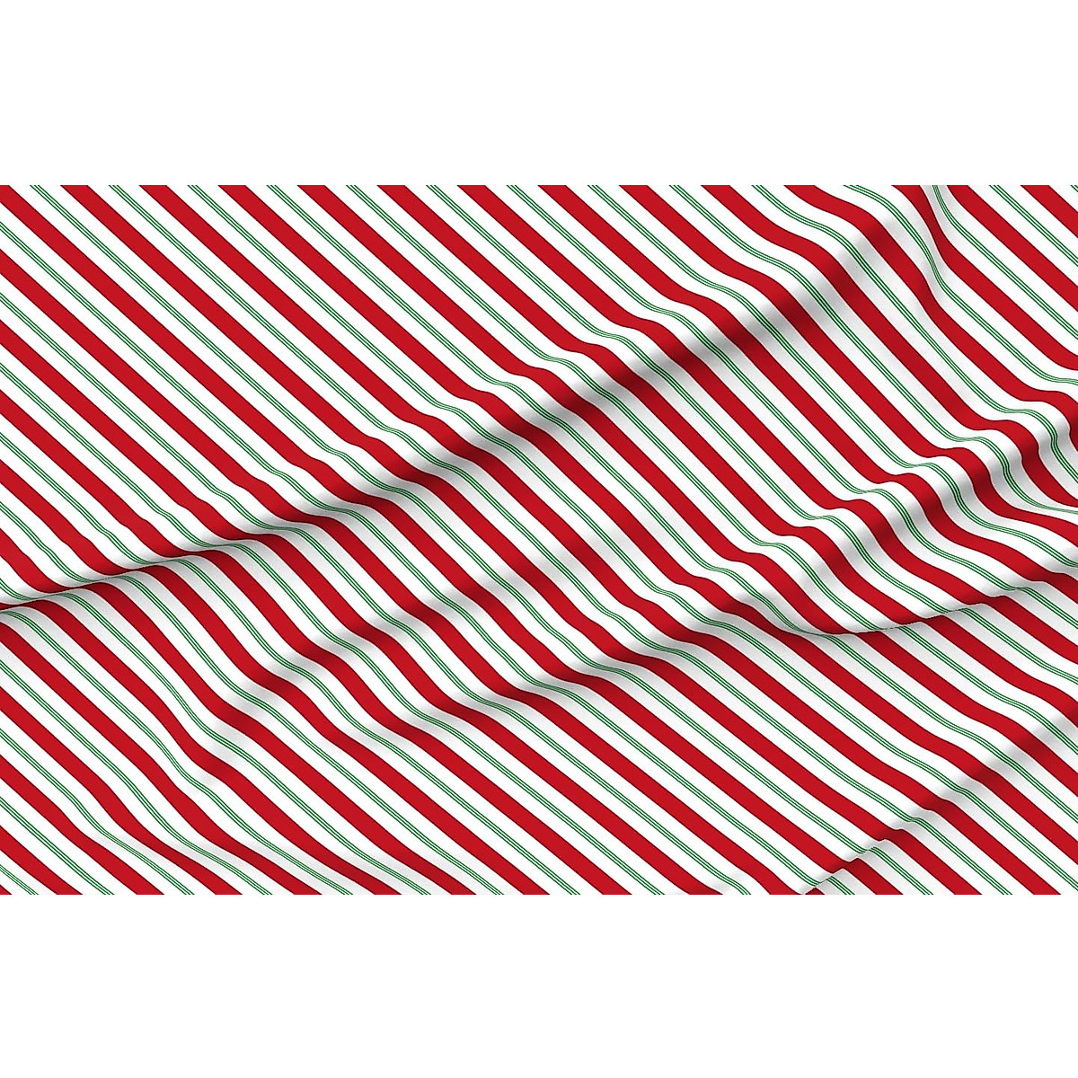 Spoonflower Fabric - Christmas Candy Cane Stripe Diagonal Stripes Green Red Whimsical Printed on Petal Signature Cotton Fabric Fat Quarter - Sewing Quilting Apparel Crafts Decor