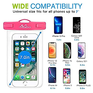 MoKo Waterproof Phone Pouch 3Pack, Underwater Phone Case Dry Bag with Lanyard Compatible with iPhone 14 13 12 11 Pro Max X/Xr/Xs Max/SE 3, Galaxy S21/S10/S9, Note 10/9/8