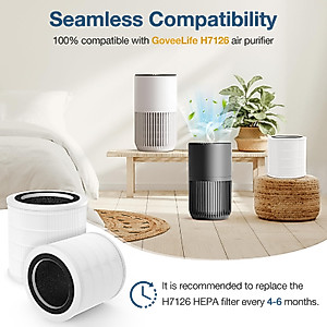 H7126 Air Filter Replacement for GoveeLife H7126 Mini air Purifier, H13 True HEPA Filter, 3-in-1 H7126-RF High-Efficiency Filter with Activated Carbon, 2 Pack