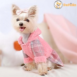 Dog Dresses for Small Dogs Girl Winter Dog Sweater Dress Teacup Dog Clothes for Small Dogs Girl (XX-Small, Pink)