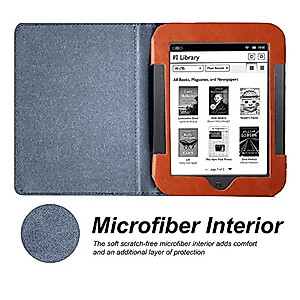 Kuesn Barnes & Noble Nook Simple Touch eBook Reader Case, Flip Leather Cover for 6 Inch Nook Model BNRV300 BNRV350 BNRV500 Heavy Duty Protection Case (Brown)