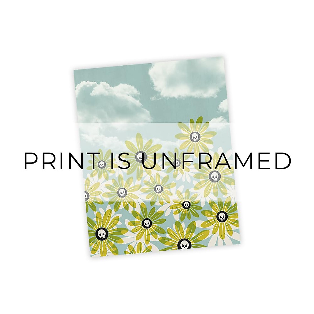 Skull flowers wall art print abstract floral poster unique home decor gift idea unframed (8x10" Print)