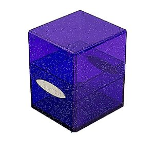 Ultra Pro - Glitter Purple Satin Cube Deck Box: Compact, Secure & Durable Glitter Finish, Holds 100+ Cards, Snap-Fit Locking, Protects Collectible Cards, Sports Cards & Gaming Cards
