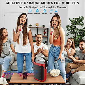 Karaoke Machine with 2 UHF Wireless Microphones, Karaoke Machine for Adults and Kids, Bluetooth Karaoke Speaker with PA System&Vocal Cut,Supports for BT/AUX/USB/SD for TV, Party, Travel, Birthday