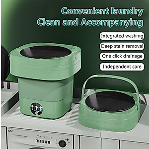 Portable Washing Machine Mini Washer with Drain Basket, Foldable Small Washer Deep Cleaning for Underwear, Socks, Baby Clothes, Travel, Camping, RV, Dorm, Apartment (Purple+Blue Light)