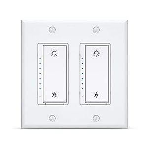 Lesim Smart Wi-Fi Dimmer Switch 2Gang Compatible with Alexa and Google Assistant, Single Pole, Needs Neutral Wire