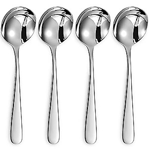 KEAWELL Premium 4-Piece 7" Louise Soup Spoons, 18/10 Stainless Steel, Dishwasher Safe