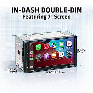 Sound Storm Laboratories DD7CPA-C Car Audio Stereo – Apple CarPlay Android Auto, Double Din 7 Inch Touchscreen, Bluetooth Audio and Hands-Free Calling, No CD DVD Player, Radio Receiver, Backup Camera