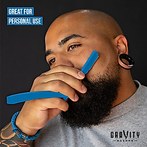 Professional Straight Razor - Ultra Exposed Straight Razor Kit with 10 Gravity Premium Blades, 2mm Exposed (Mystique)