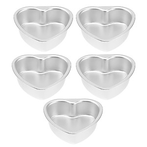 Cabilock Heart Mold 5pcs Aluminium Cake Pan Tin Heart Shape Cake Baking Tin Tray Muffin Chocolate Baking Mold Fondant Non Stick for Cake Bread Baking Egg Shaped Cake Pan (4.2x4.1 inch)