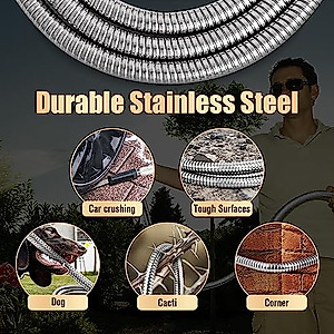 Gotron 3FT Short Lead in Garden Hose – Stainless Steel Leader Water Hose with Swivel Handle for Outdoor – Flexible, Lightweight and No Kink