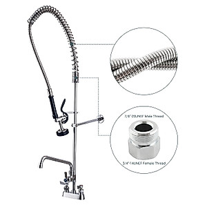 Phivan Commercial Faucet Parts 38" Commercial Sink Faucet Sprayer Hose Stainless Steel Pre-rinse Sprayer Hose Replacement Kit for Most Commercial Dish Spray Flexible Hose Restaurant Industrial Kitchen