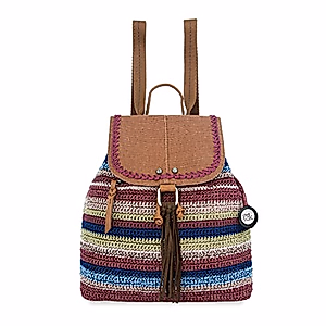 The Sak Avalon Backpack in Crochet, Convertible Straps, Mahogany