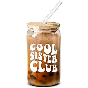 NewEleven Mothers Day Gifts For Sister From Sister, Brother - Unique Birthday Present For Sister, Soul Sister, Big Sister, Little Sister, Sister In Law, Sibling, Bestie - 16 Oz Coffee Glass