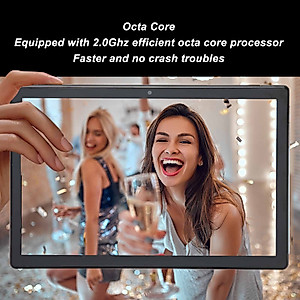 GLOGLOW 10.1 Inch Tablet, FHD Tablet Support Fast Charging Dual Speakers US Plug 100‑240V for Home for Android 10 (Black)