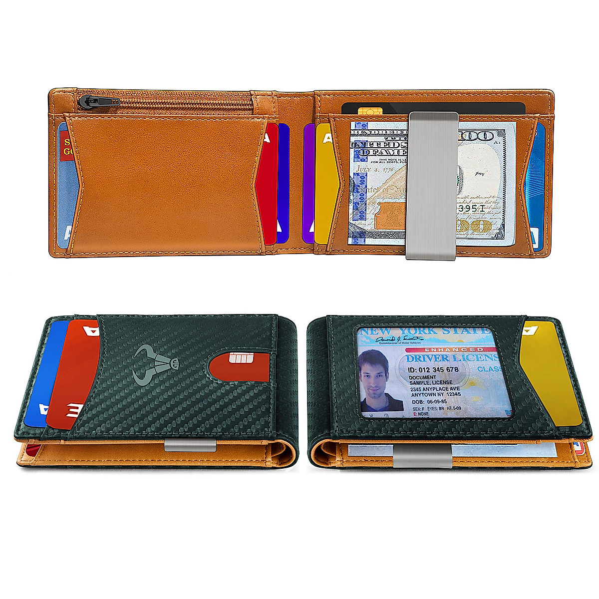 BULLIANT Slim Wallet Men, Leather Wallet Front Pocket Card Holders for Gift Men 3"X4.3"